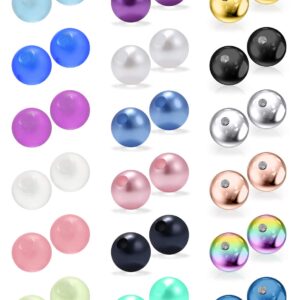 Ftovosyo 20G 36PCS Mix Color Replacement Balls Jewelry Piercing Stainless Steel & Clear Acrylic Barbell Parts for Lip Rings/Eyeborw Rings/Tragus/Helix/Cartilage Earrings Back Silver Rose Gold Black