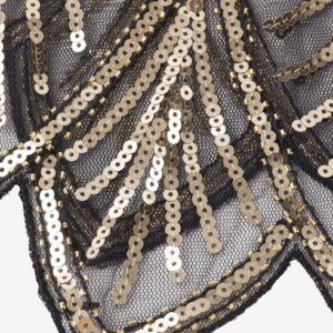 BABEYOND 1920s Shawl Wraps Sequin Beaded Evening Cape Bridal Shawl (Black Gold)