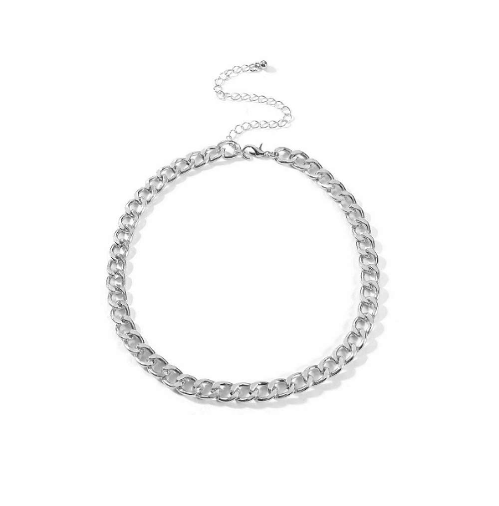 Cathercing Women Chain Choker Necklace Big Link Necklace for Women Trendy Jewelry Necklaces Chains Punk (silver)