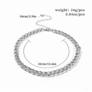 Cathercing Women Chain Choker Necklace Big Link Necklace for Women Trendy Jewelry Necklaces Chains Punk (silver)