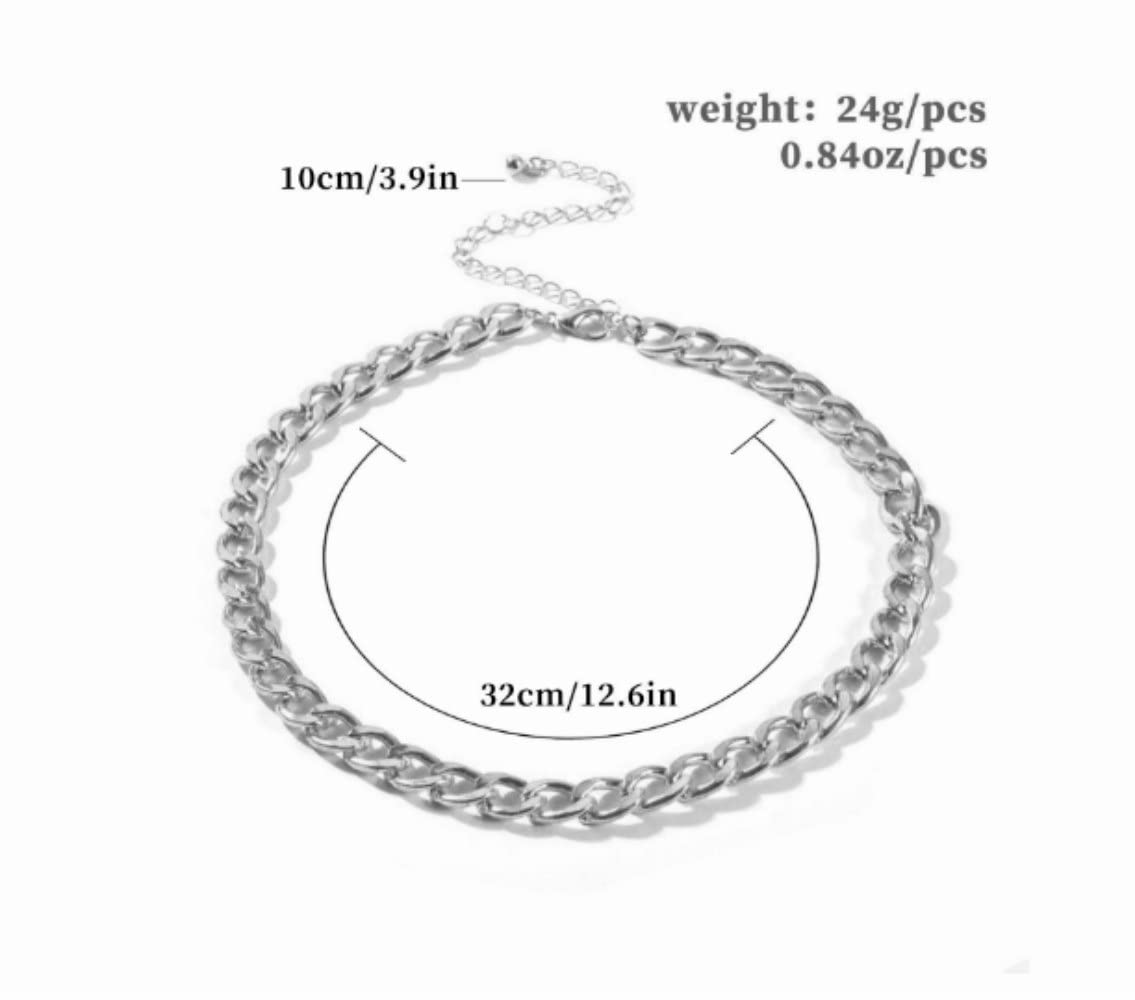 Cathercing Women Chain Choker Necklace Big Link Necklace for Women Trendy Jewelry Necklaces Chains Punk (silver)