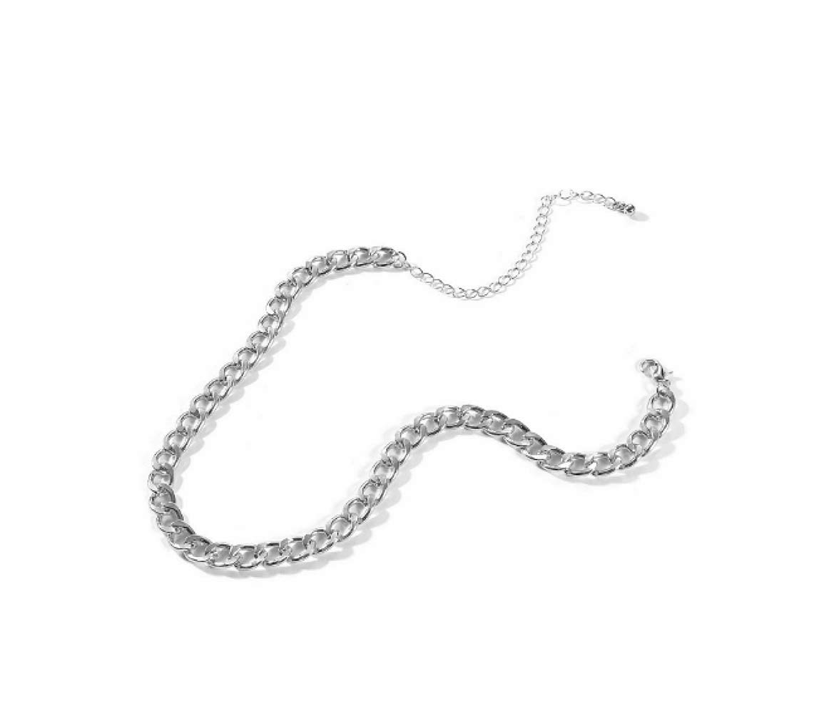 Cathercing Women Chain Choker Necklace Big Link Necklace for Women Trendy Jewelry Necklaces Chains Punk (silver)