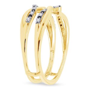 0.24 Carat Black & White Cubic Zirconia Twist Enhancer Guard Ring 14K Yellow Gold Over Sterling Silver Ring Size-6