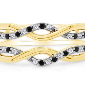 0.24 Carat Black & White Cubic Zirconia Twist Enhancer Guard Ring 14K Yellow Gold Over Sterling Silver Ring Size-6