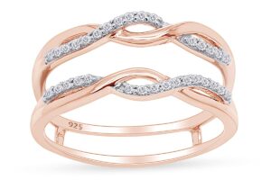 affy 0.30 carat round white cubic zirconia enhancer guard ring 14k rose gold over sterling silver