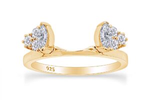 affy 0.86 carat marquise & round white cubic zirconia enhancer guard 14k yellow gold over sterling silver ring size-6