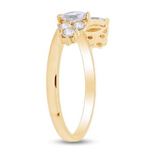 AFFY 0.86 Carat Marquise & Round White Cubic Zirconia Enhancer Guard 14K Yellow Gold Over Sterling Silver Ring Size-6