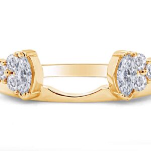 AFFY 0.86 Carat Marquise & Round White Cubic Zirconia Enhancer Guard 14K Yellow Gold Over Sterling Silver Ring Size-6