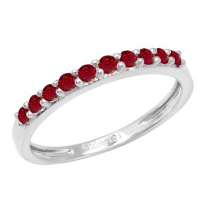 dazzlingrock collection round ruby ladies bridal anniversary wedding band, 18k white gold, size 7.5