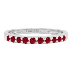 Dazzlingrock Collection Round Ruby Ladies Bridal Anniversary Wedding Band, 18K White Gold, Size 7.5