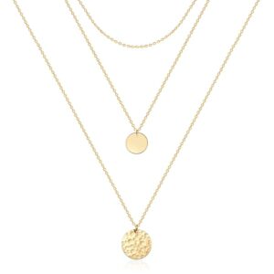 ldurian layered necklaces for women - 14k dainty gold plated layering chokers necklaces set multilayer delicate necklace trendy adjustable long layered necklaces for women