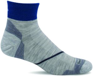 sockwell men's pulse quarter firm compression sock, ash - m/l