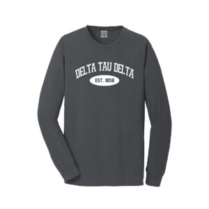 delta tau delta long sleeve vintage tee (unisex xxl, coal)