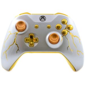 "gold thunder" un-modded custom controller compatible with xbox one s/x unique design (with 3.5 jack)