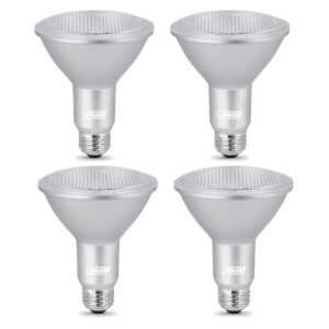 feit electric led par30l bulbs, 75w equivalent, dimmable, 5000k daylight, 750 lumens, 22 year lifetime, e26 base, par30 flood lights, spotlight bulb,weatherproof, 4 bulbs, par30ldm/950ca/4