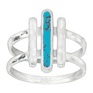 silpada 'strait to it' compressed turquoise three-bar ring in sterling silver, size 8, size 8