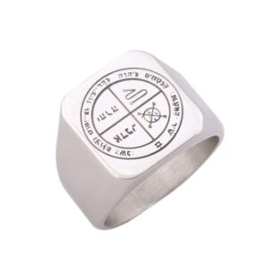 dacai womens third pentacle of jupiter key of solomon stainless steel amulet magic protection ring size 6