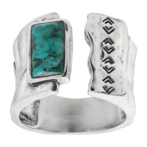 silpada 'split mountain' compressed turquoise cuff ring in sterling siler, size 7