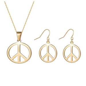 peace sign necklace earrings set for women hippie costume accessories 70s outfits for women hippie jewelry for 60s 70s party favors decorations