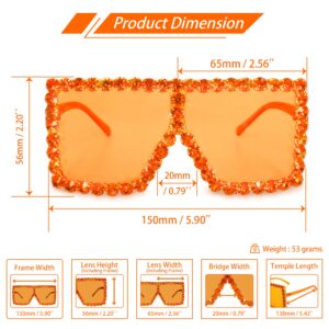 Xpectrum Extra Large Square Elton Crystal Sunglasses Bling Rhinestone Concert Glasses (Orange)