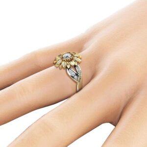 Jude Jewelers Retro Vintage Sun Flower Floral Cocktail Party Statement Anniversary Ring (Clear, 12)