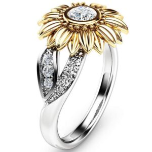 jude jewelers retro vintage sun flower floral cocktail party statement anniversary ring (clear, 12)