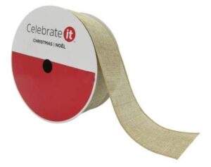 2.5" faux linen wired ribbon by celebrate it christmas