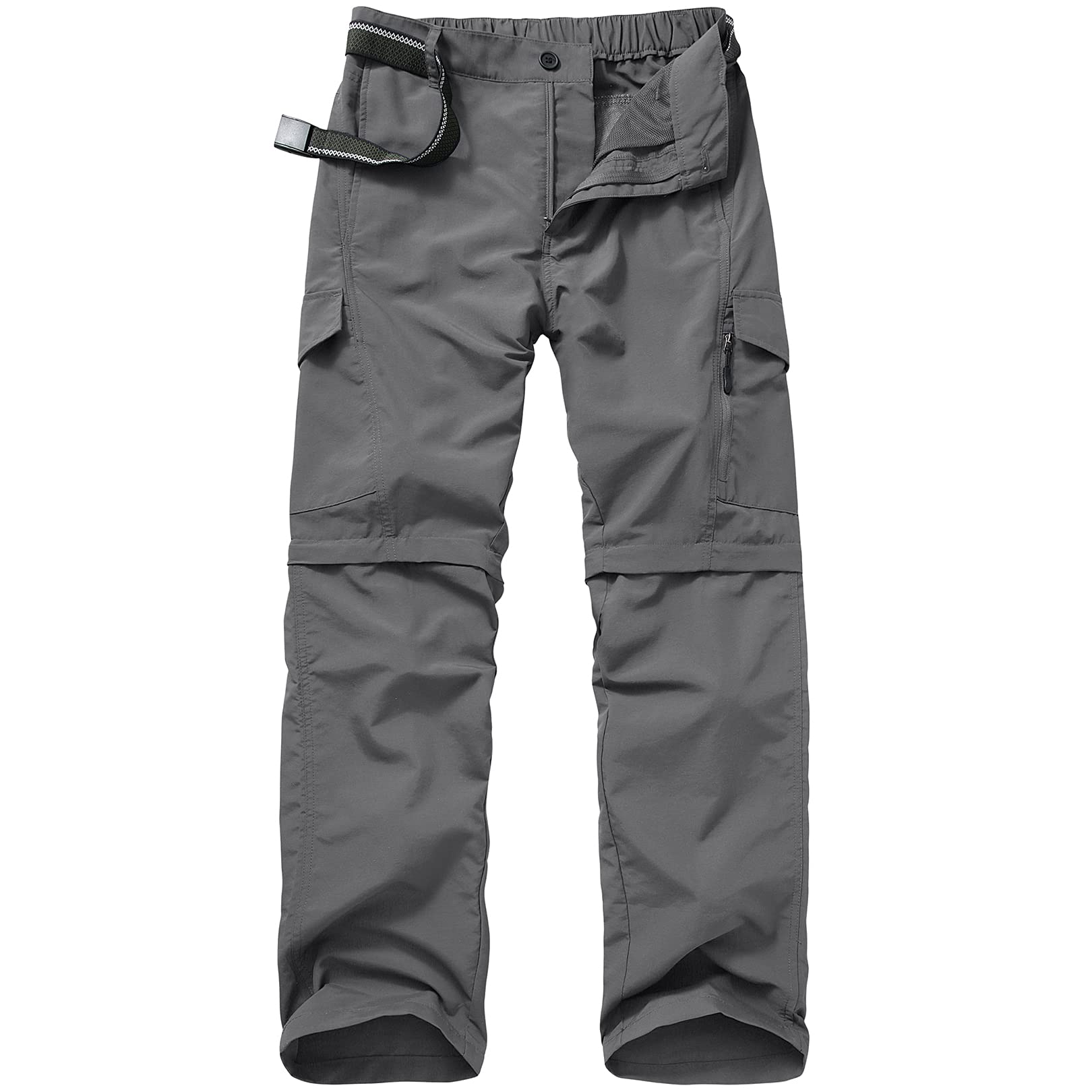 Hiking Pants for Men Convertible Zip Off Boy Scout Quick Dry Lightweight Cargo Travel Safari Pants (6088 Grey 32)