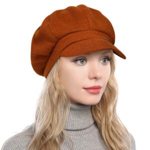 panpacsight women's newsboy hats fall wool cabbie beret tweed girls paperboy cap