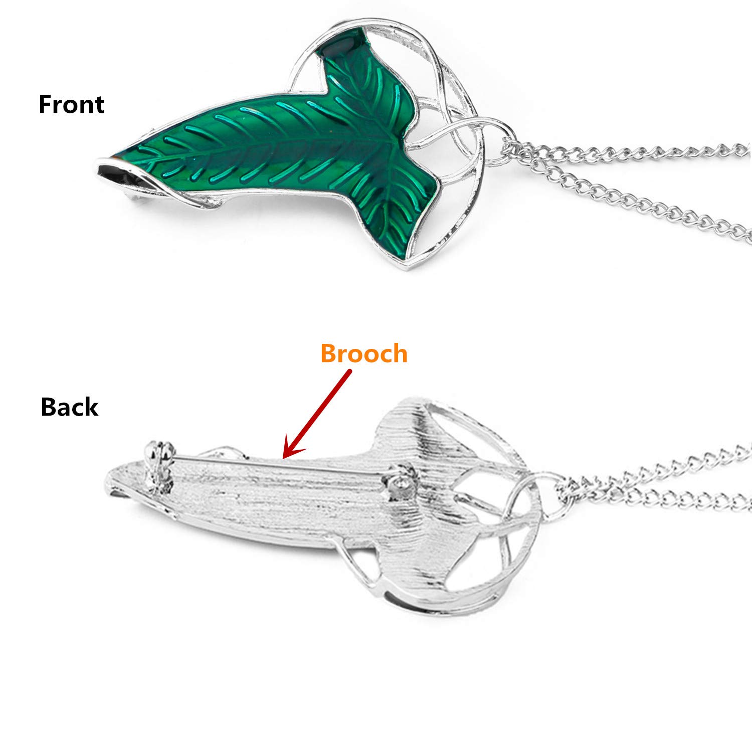 PPX 2 Pcs Lord of the Ring Elven Leaf Aragorn Arwen Evenstar Pendant Chain Necklace Princess Chain with Transparent Jewelry Box