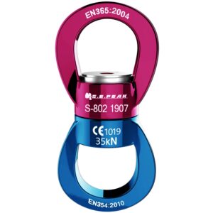 prond swing swivel 35kn safest rotational device, swing spinner, carabiner swivel, climbing rope swivels for children’s web tree swing setting, aerial dance, hanging hammock (blue red)