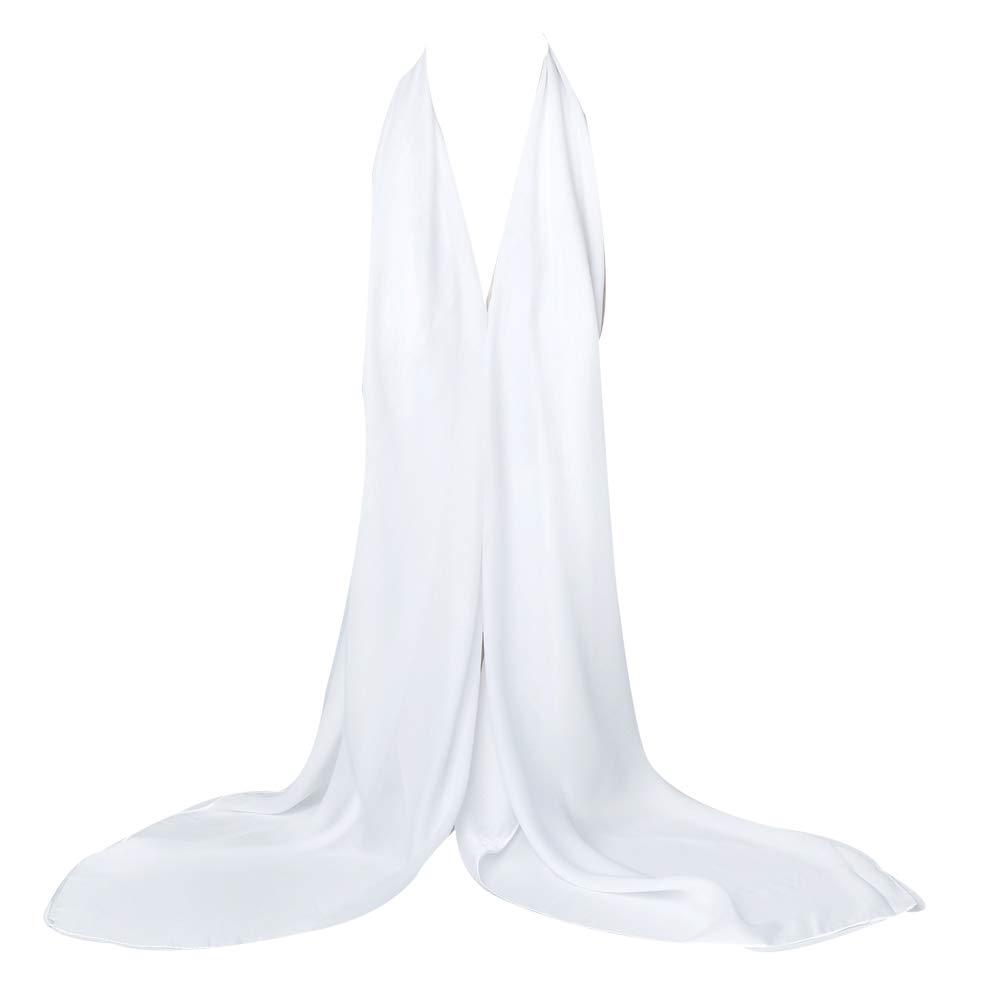 Bellonesc Silk Scarf 100% silk Long Lightweight Sunscreen Shawls for Women(white)