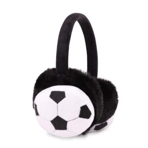 ipenny kids winter warm soft plush earmuffs boys girls soccer ear warmer for outdoor (soccer,black)