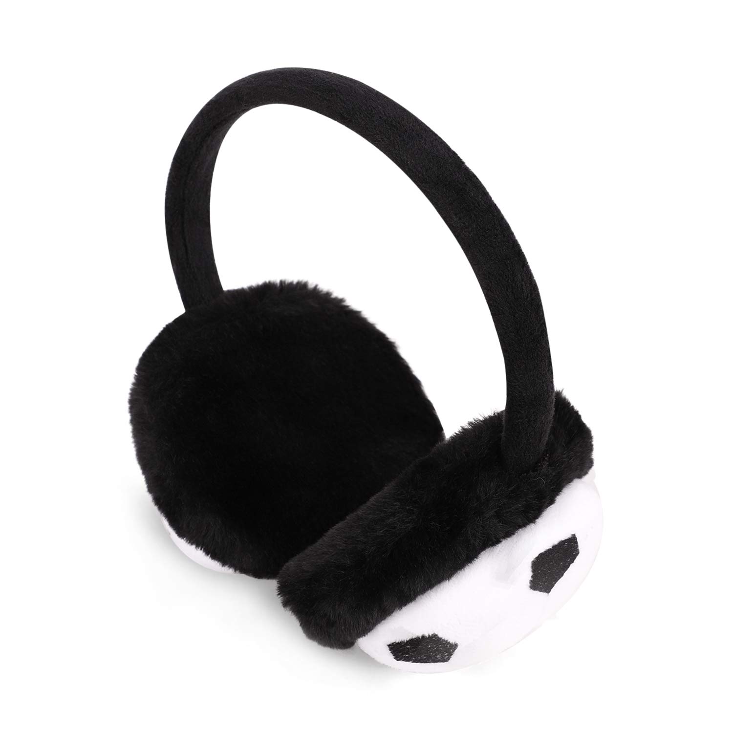 IPENNY Kids Winter Warm Soft Plush Earmuffs Boys Girls Soccer Ear Warmer for Outdoor (Soccer,Black)