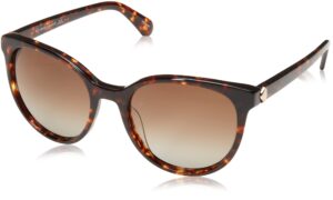 kate spade new york women's melanie/s oval sunglasses, dark havana/polarized brown gradient, 52mm, 19mm