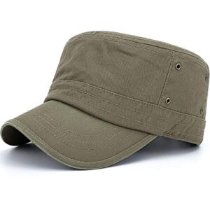 redsharks mens soft cotton lining cadet army military style flat top dad sun cap, green, x-large