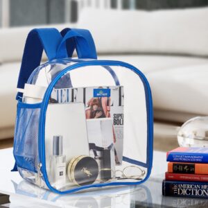 Bgenius Clear Backpack Stadium Approved, Small Clear Backpack with Padded Shoulder Straps for School Security Travel Concert Sport Events - Blue