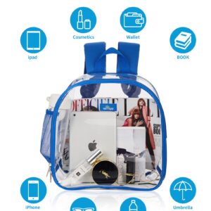 Bgenius Clear Backpack Stadium Approved, Small Clear Backpack with Padded Shoulder Straps for School Security Travel Concert Sport Events - Blue