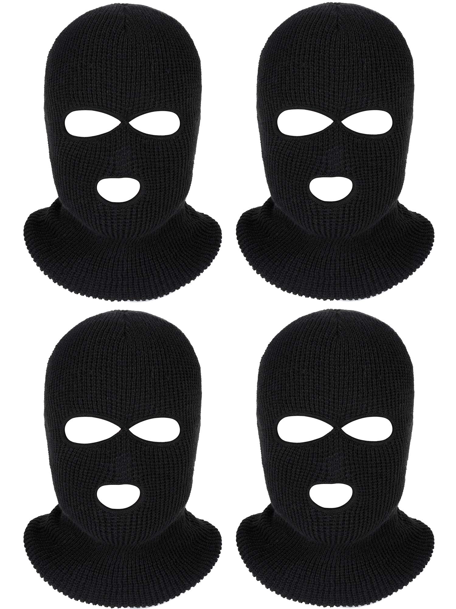 Blulu 4 Pieces Warm Full Face Cover Ski Winter Mask Balaclava Knit Full Face Mask for Men Women Outdoor Sports(Black)