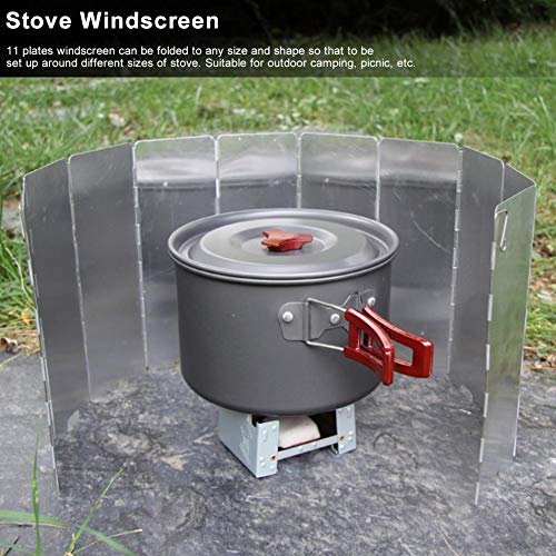 Outdoor Stove Windscreen Stainless Steel Mini Portable Windshield Foldable 11-Plate Picnic BBQ Camping Stove Accessories