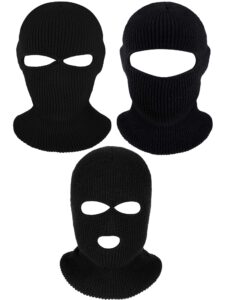 blulu 3 pieces knit full face cover winter balaclava face covering thermal ski cover for adult(black, medium)