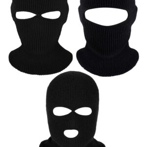 Blulu 3 Pieces Knit Full Face Cover Winter Balaclava Face Covering Thermal Ski Cover for Adult(Black, Medium)