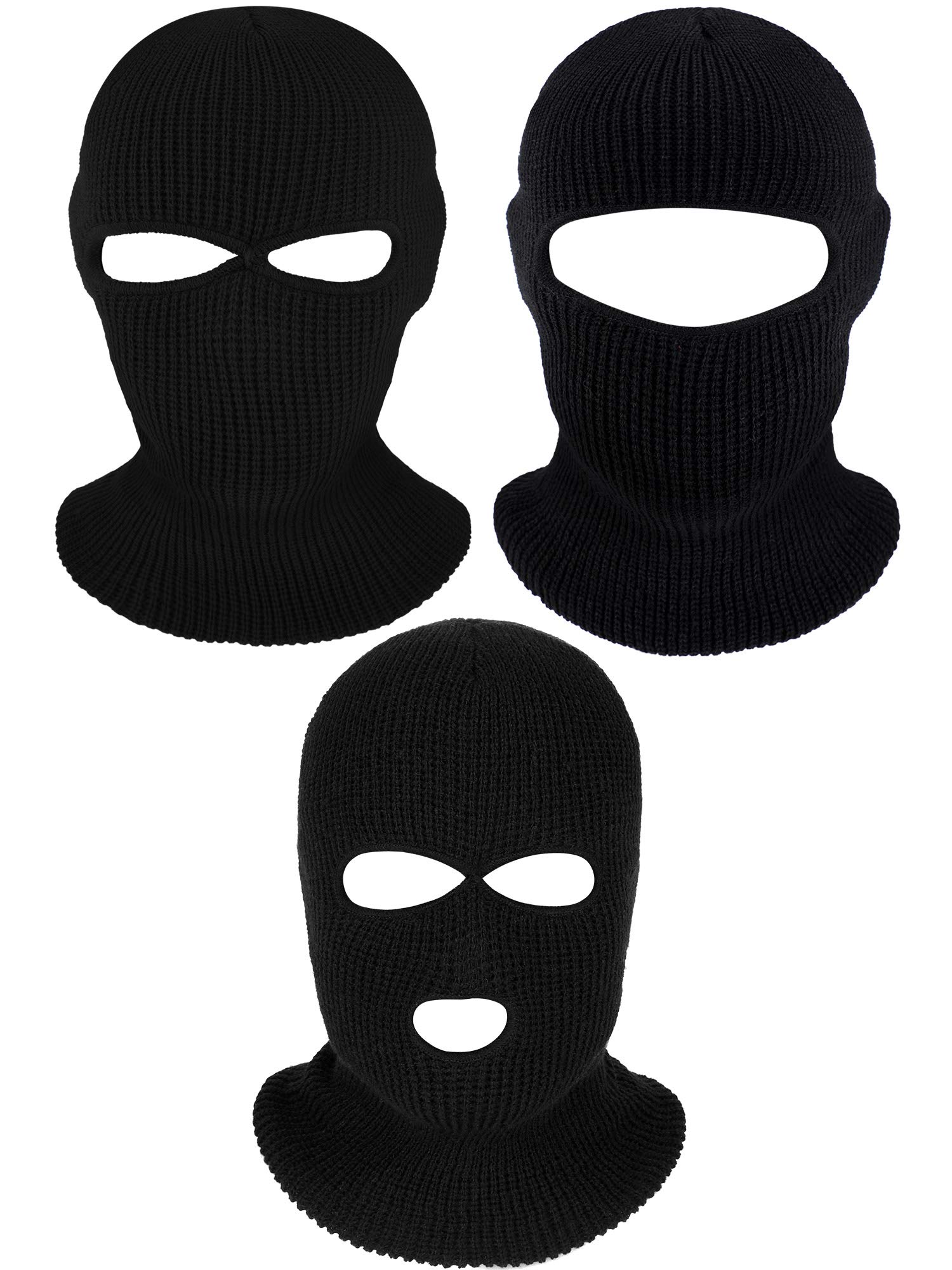 Blulu 3 Pieces Knit Full Face Cover Winter Balaclava Face Covering Thermal Ski Cover for Adult(Black, Medium)