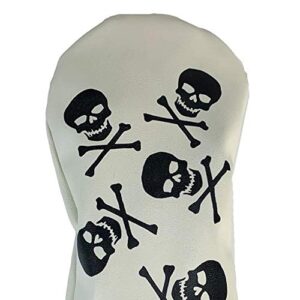 dancing skull and bones sunfish leather driver golf club headcover