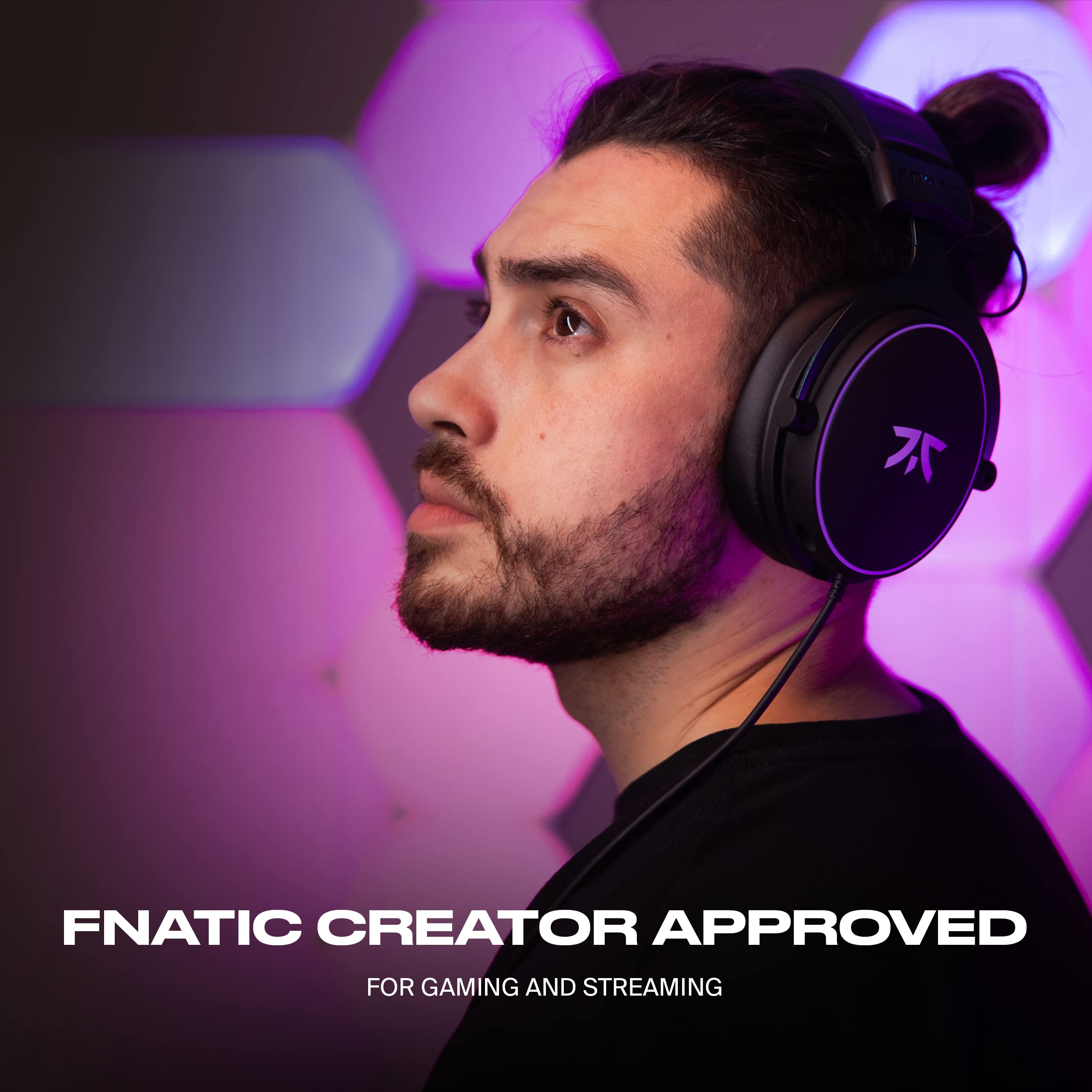 Fnatic React Gaming Headset for Esports with 53mm Drivers, Metal Frame, Precise Stereo Sound, Broadcaster Detachable Microphone, 3.5mm Jack [PC, PS4, PS5, Xbox ONE, Xbox Series X] [Playstation_4]