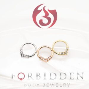 Forbidden Body Jewelry 16g 8mm CZ Lined V Shaped Bendable 14k Gold Plated Brass Cartilage & Septum Hoop