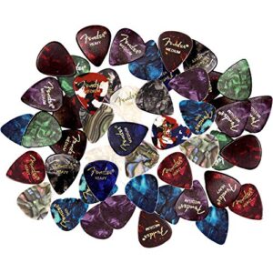 fender premium 48 pack picks sampler - includes thin, medium & heavy gauges (austin bazaar exclusive)