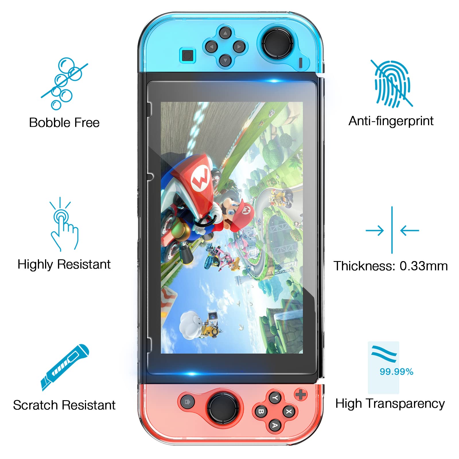 HEYSTOP Switch Accessories Bundle 12 in 1 Compatible with Nintendo Switch, Gift Kit with Carrying Case, Protective Case Cover, Screen Protector, PlayStand, Joycon Grip & More (Black)