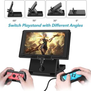 HEYSTOP Switch Accessories Bundle 12 in 1 Compatible with Nintendo Switch, Gift Kit with Carrying Case, Protective Case Cover, Screen Protector, PlayStand, Joycon Grip & More (Black)