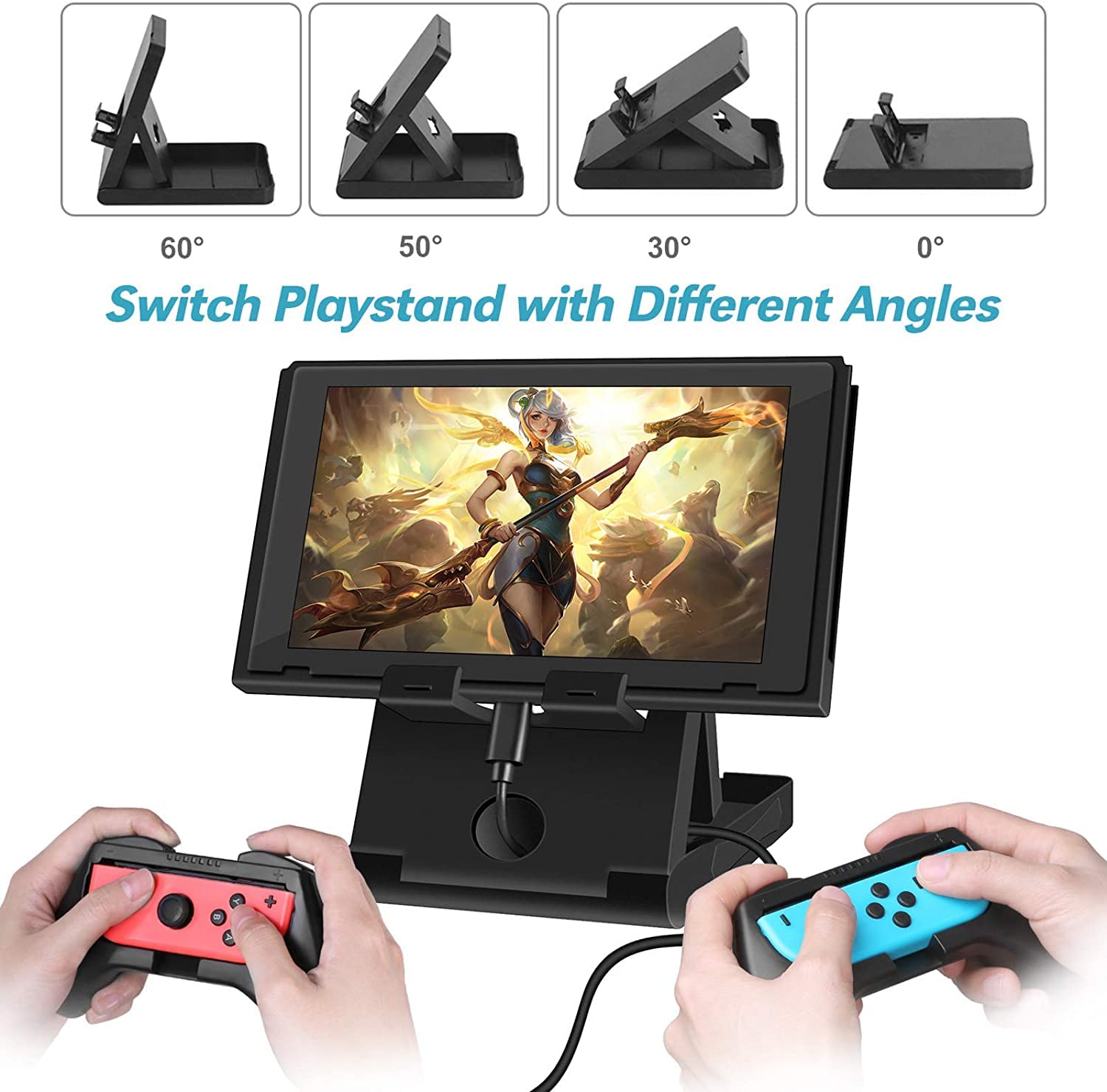 HEYSTOP Switch Accessories Bundle 12 in 1 Compatible with Nintendo Switch, Gift Kit with Carrying Case, Protective Case Cover, Screen Protector, PlayStand, Joycon Grip & More (Black)